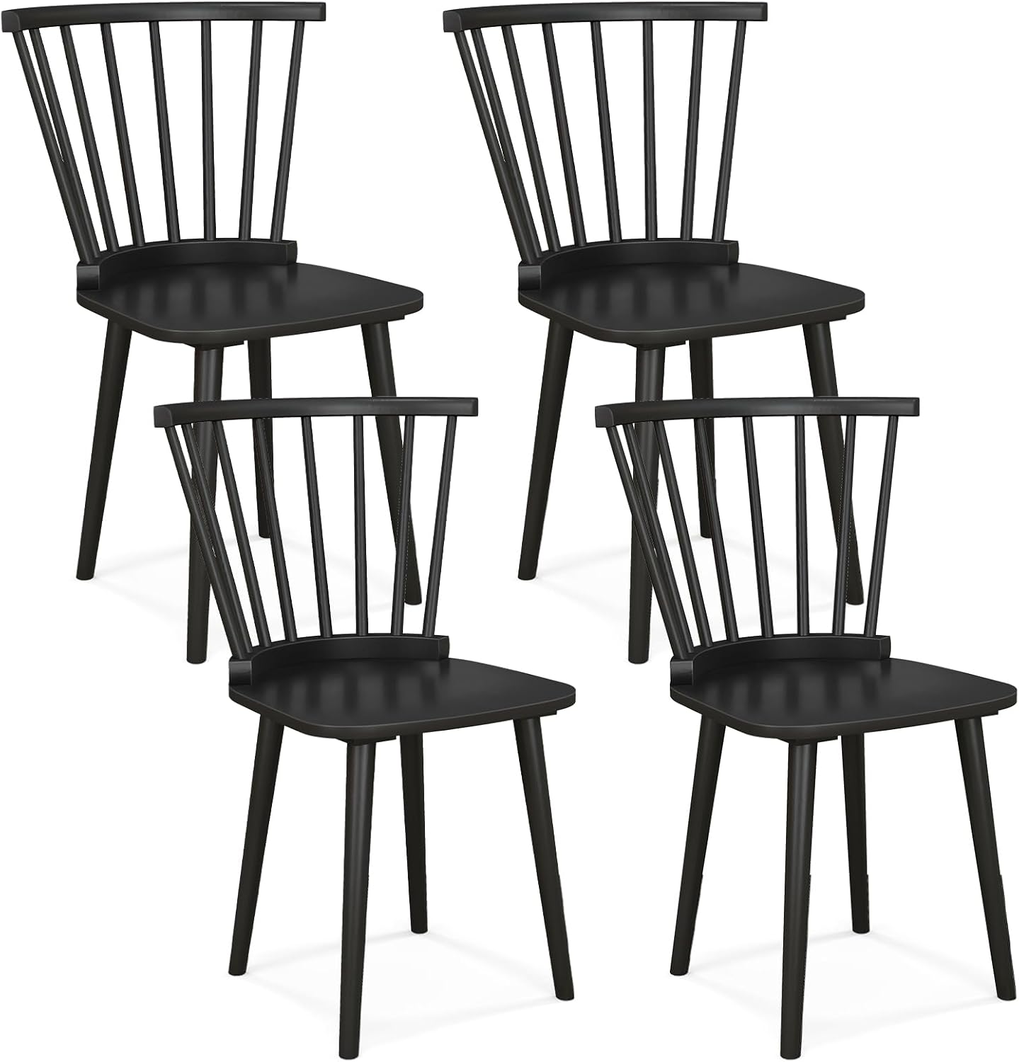 Amazon.com - GOFLAME Windsor Dining Chairs Set of 4, Solid Wood Kitchen ...