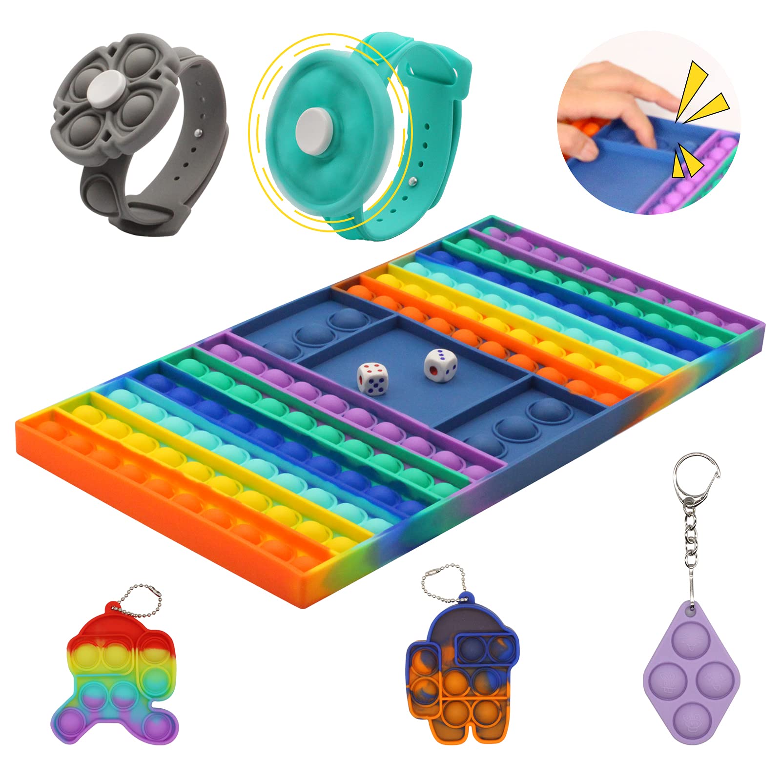 Buy Fidget Games Board Toys, Including Pop Games with Dice 2 pop Fidget ...