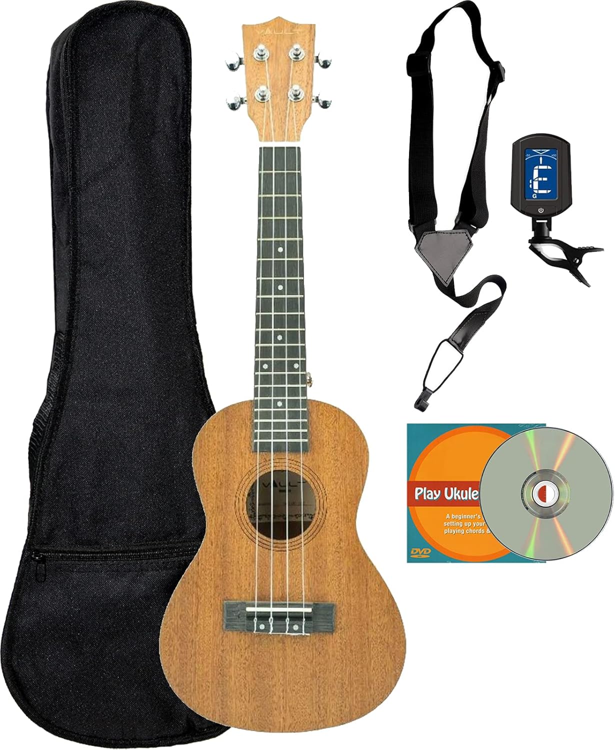 Amazon.com: Vault UK-100 24" Arched Back Concert Ukulele Bundle with ...