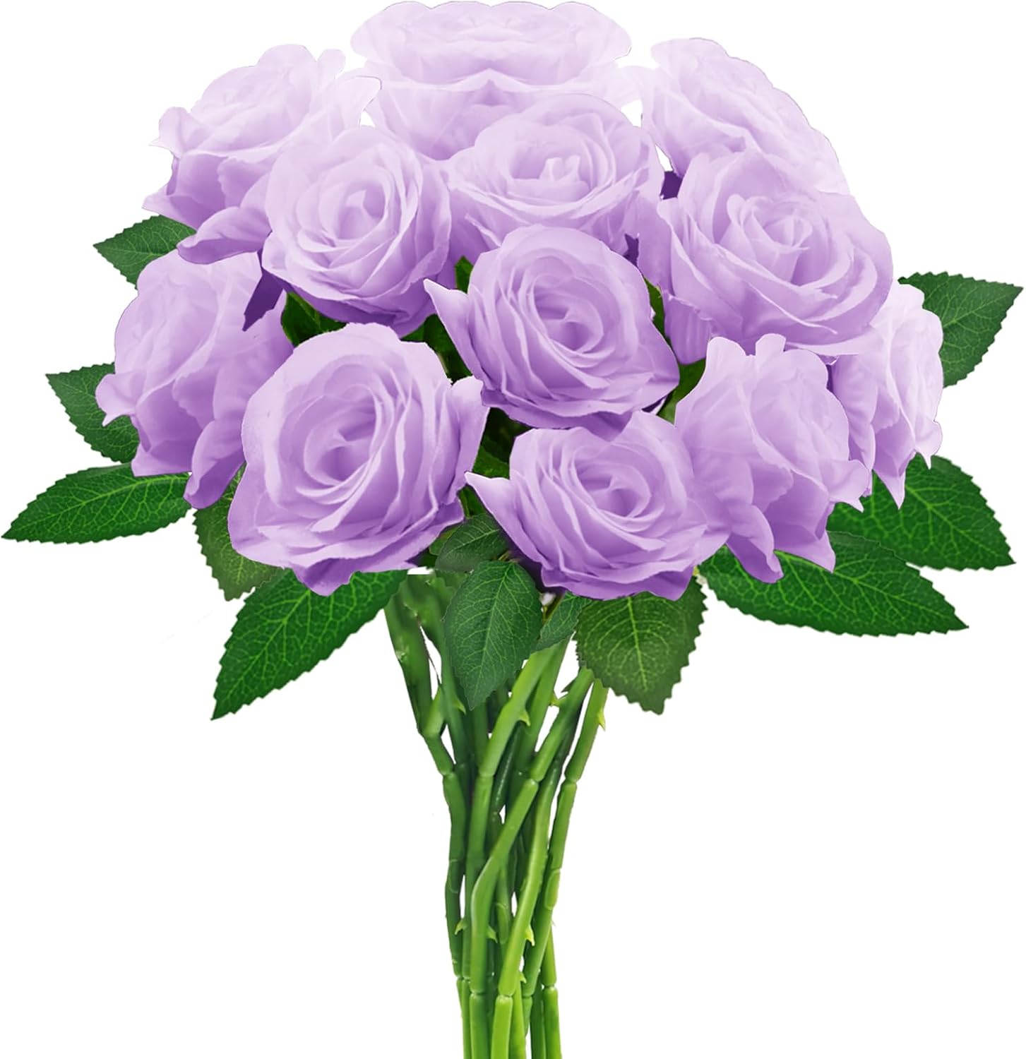 Amazon.com: hailanbao Purple Artificial Roses with Long Stems, 12Pcs ...