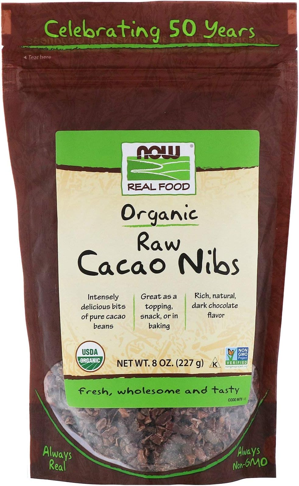 Amazon.com : NOW Foods, Organic Raw Cacao Nibs, Rich, Pure Cacao Bean ...
