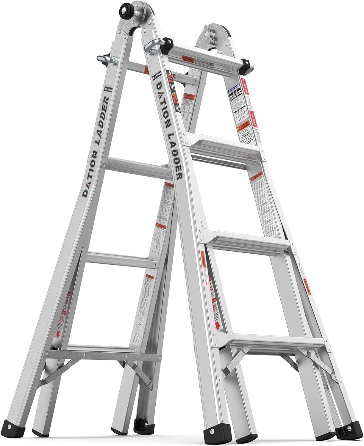 Folding Ladder, A-Frame 4 Step Ladder Extension, 17 Ft Muti Position ...