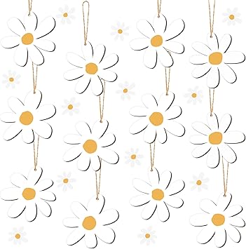 Amazon.com: Geetery 36 Pcs Groovy Party Decorations Wooden Daisy Boho ...