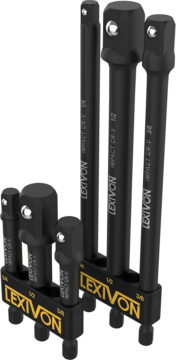 LEXIVON 6-Piece Impact Socket Adapter Set with Extension Bits