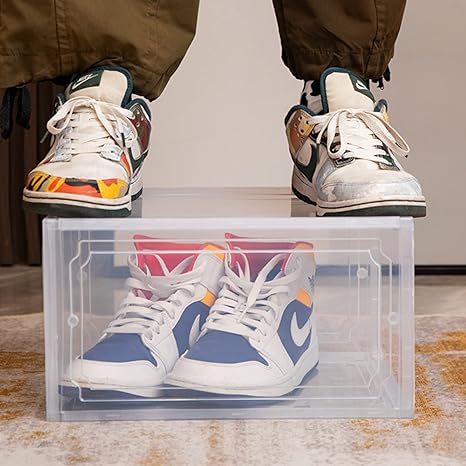 Amazon.com: HIYOHIYO 1 Pack Shoe Boxes Clear Plastic Stackable, Sneaker ...