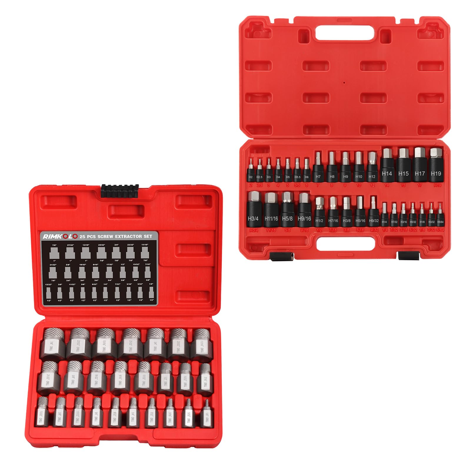 RIMKOLO 32-Piece Allen Socket Set and 25-Piece Screw Extractor Set ...