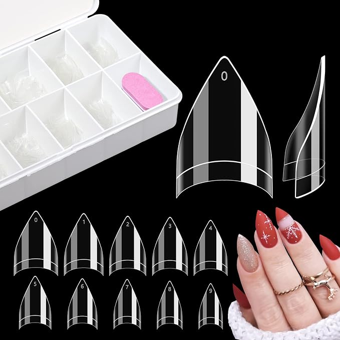 Amazon.com: 500PCS Short Stiletto Nail Tips for Acrylic Nails ...
