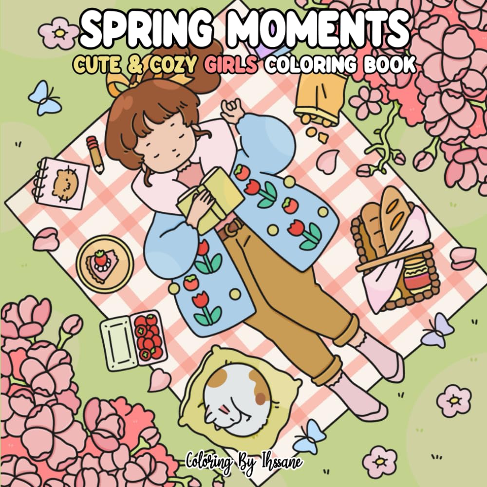 Amazon.com: Spring moments: Cute & cozy Girls coloring book for Adults ...