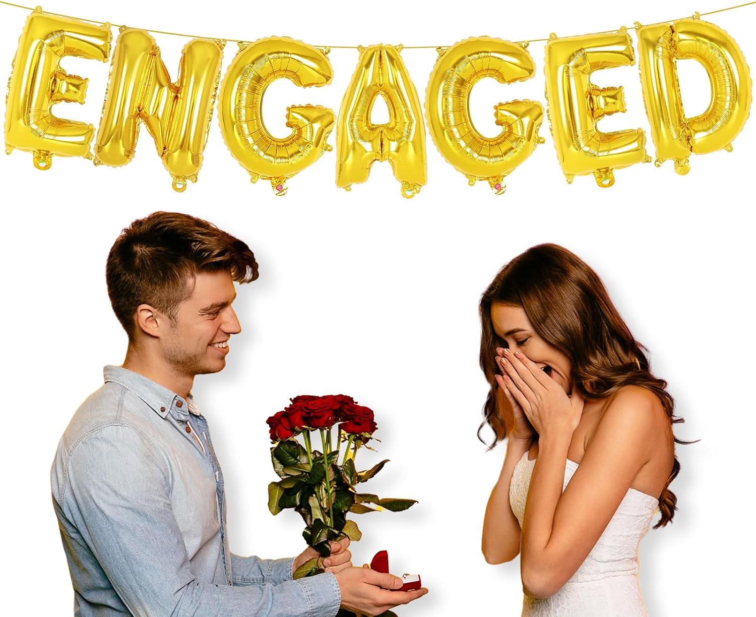 Amazon.com: Gold Engaged Balloons Letters,16 inch Foil Engagement ...