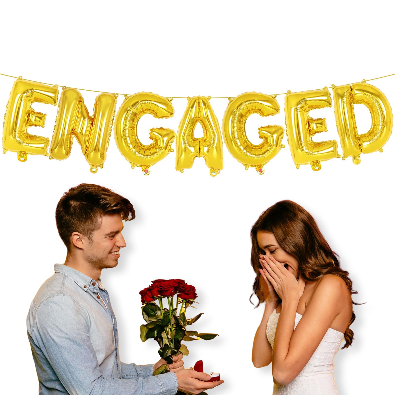 Amazon.com: Gold Engaged Balloons Letters,16 inch Foil Engagement ...