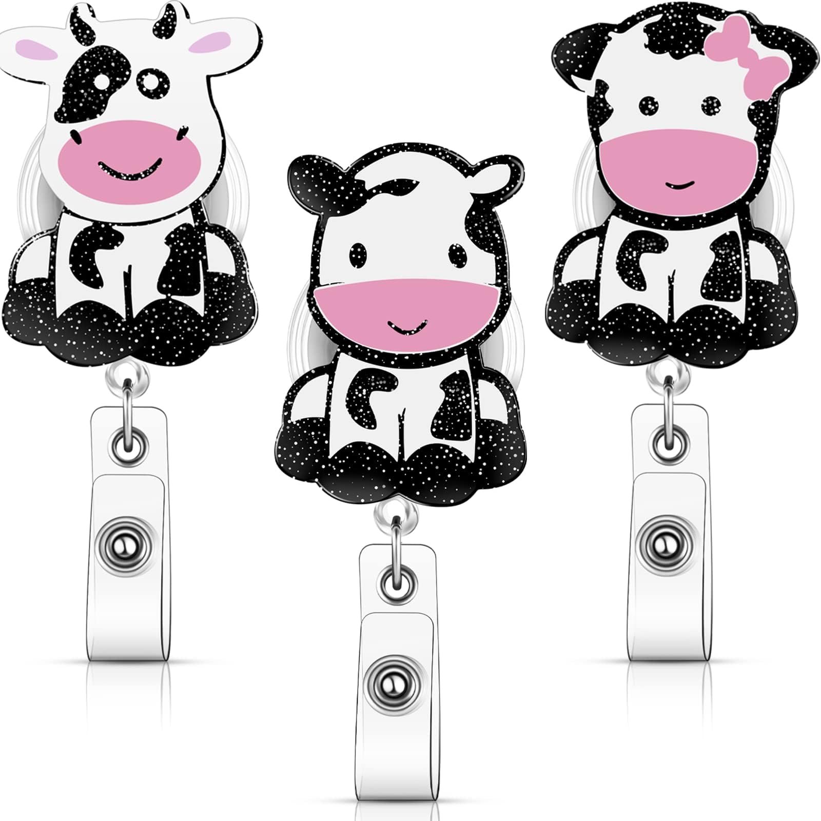 Amazon.com : Dimeho 1 Pack Badge Holder Retractable Clip Cute Funny Cow ...