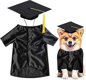 Amazon.com : Dog Graduation Cap and Gown Set 2025 - Adjustable Washable ...
