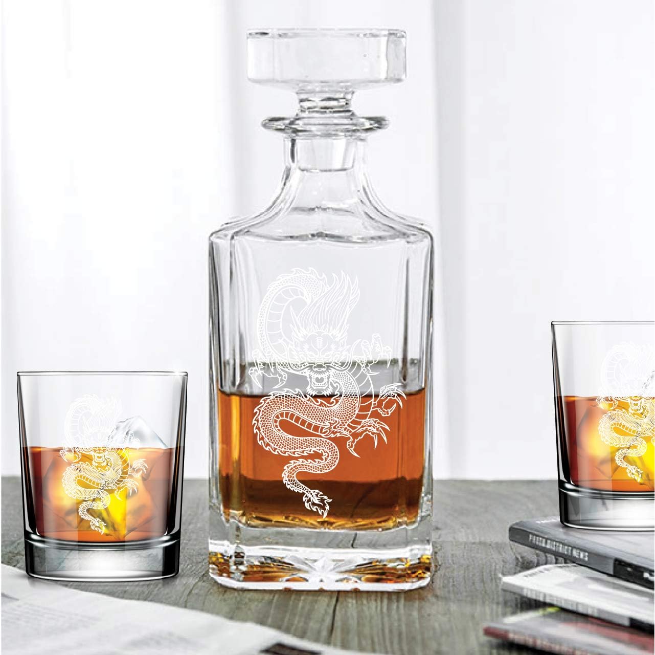 Amazon.com | Classic Whiskey Decanter Gift Set - Mythical Chinese ...