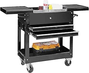 Amazon.com: HPDMC Steel Tool Service Utility Push Cart with Lockable Drawers & Sliding Top, 27.8 ...