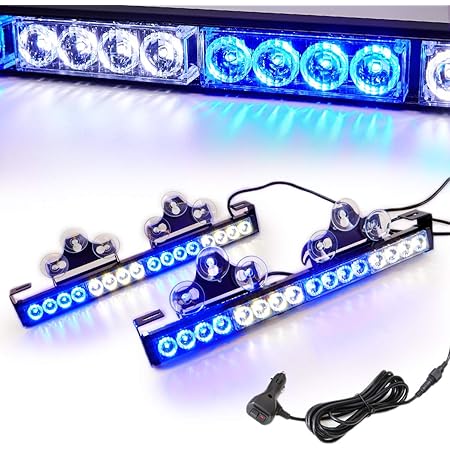 Amazon.com: Blue/White Emergency Strobe Light Bar 36 Inch 13 Flash ...