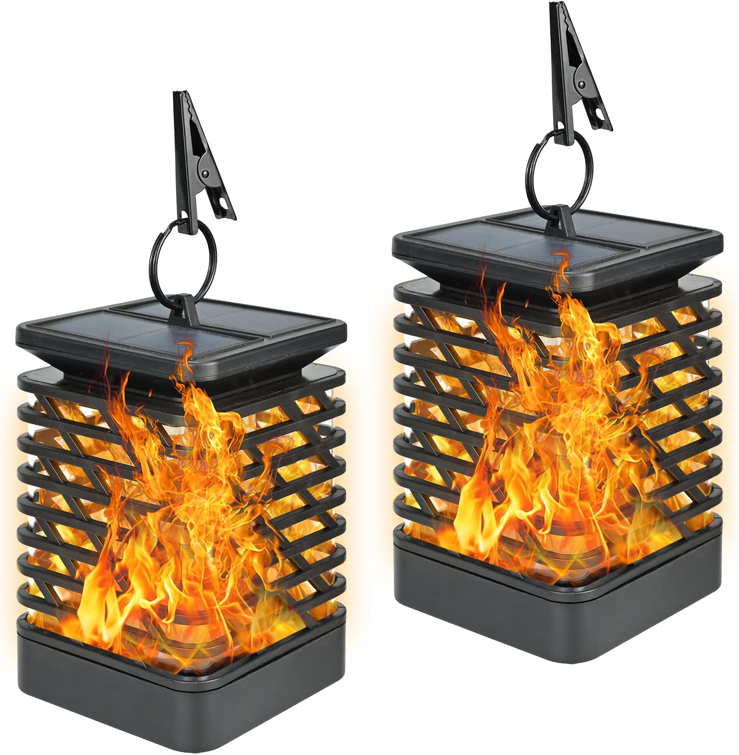 Solar Lantern Lights Outdoor, 2 Pack Solar Flame Lights Outdoor, Solar ...