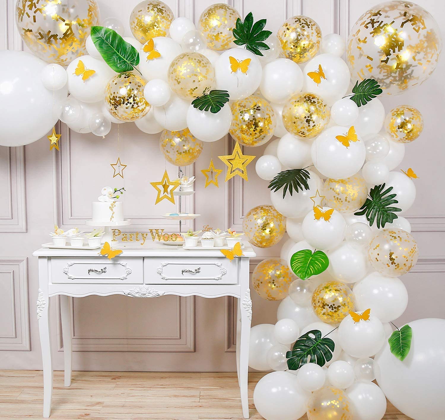O-Kinee Gold Metallic Balloons Set, Gold Confetti Balloons, Gold White ...