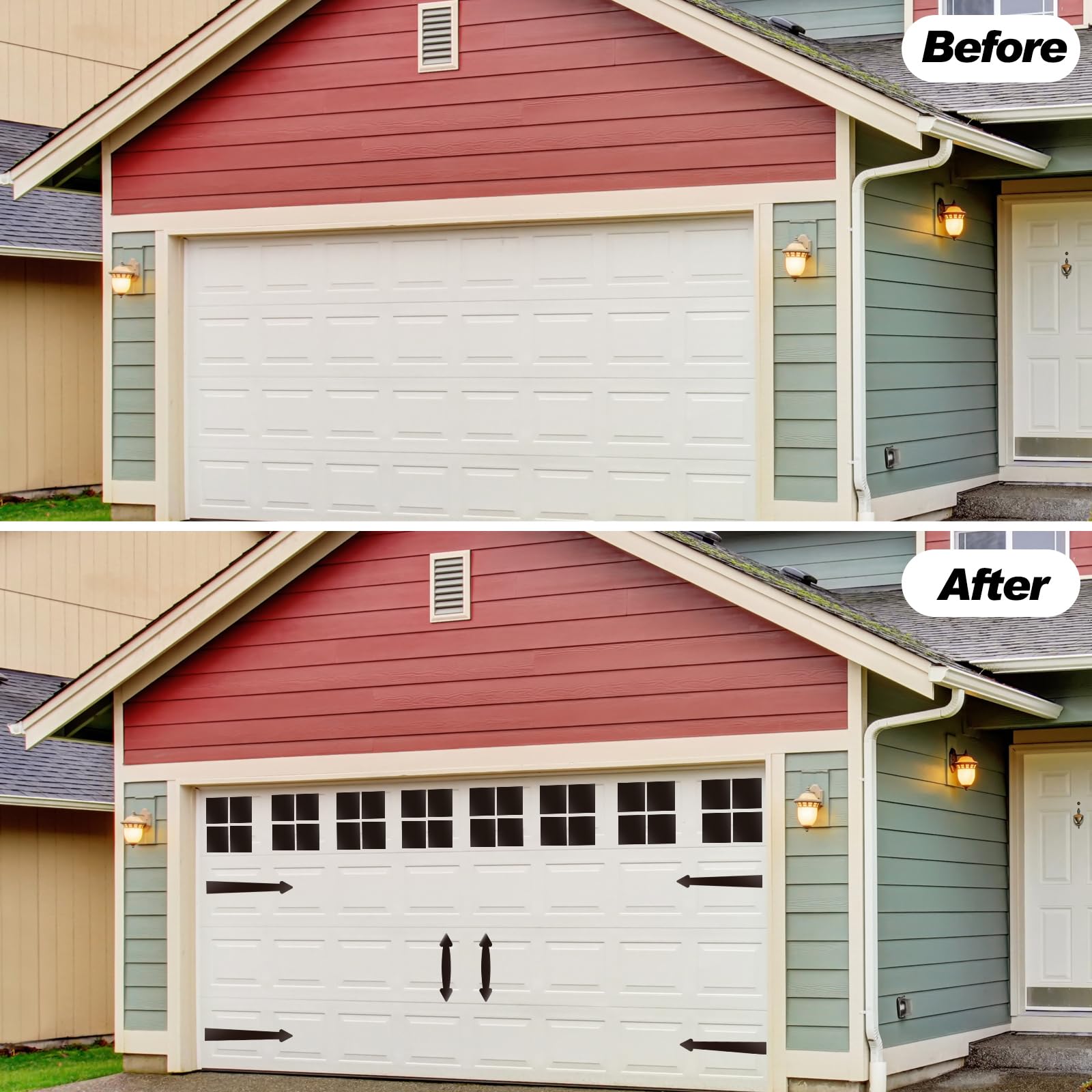 38 Pcs Magnetic Garage Door Decoration Kit Include 32 Faux Windows 4 ...