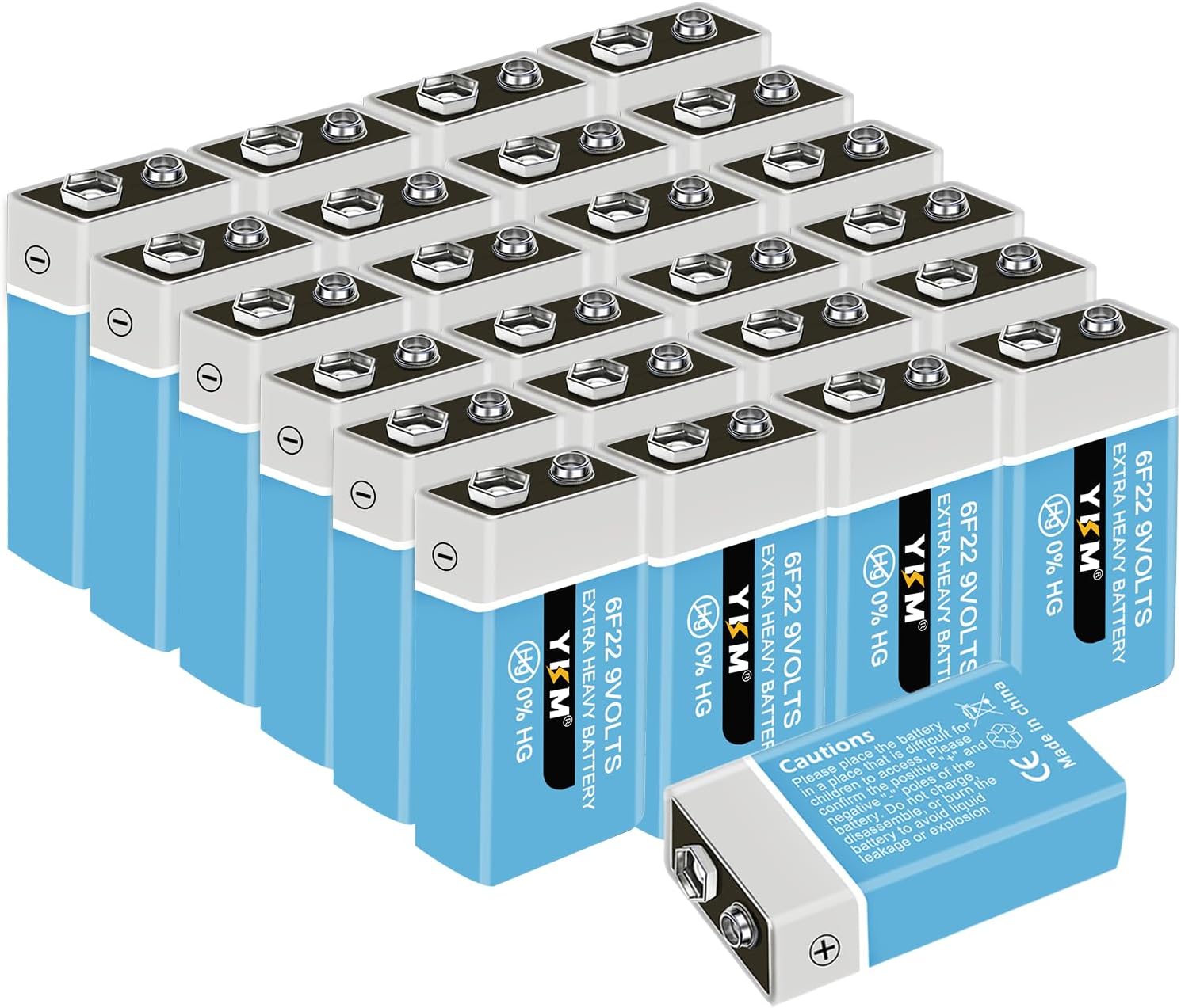 Amazon.com: YKM 24 Pack 9V Batteries 9 Volt Battery for Smoke Detector ...