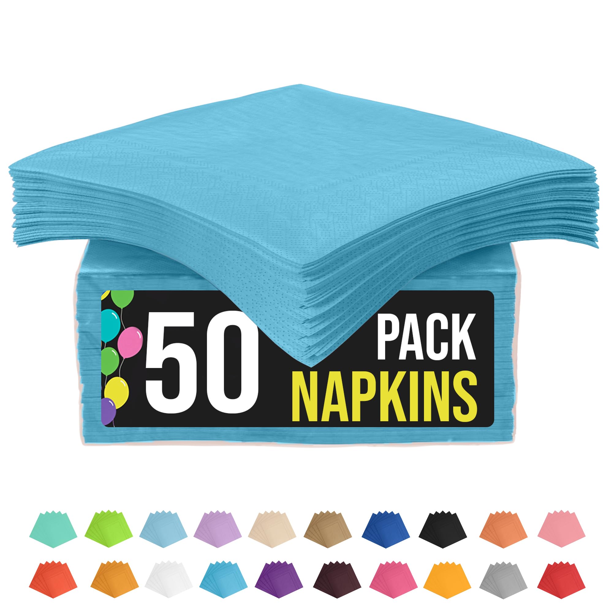 Amazon.com: 50 Pack Turquoise Paper Napkins Disposable, 2 Ply Party ...