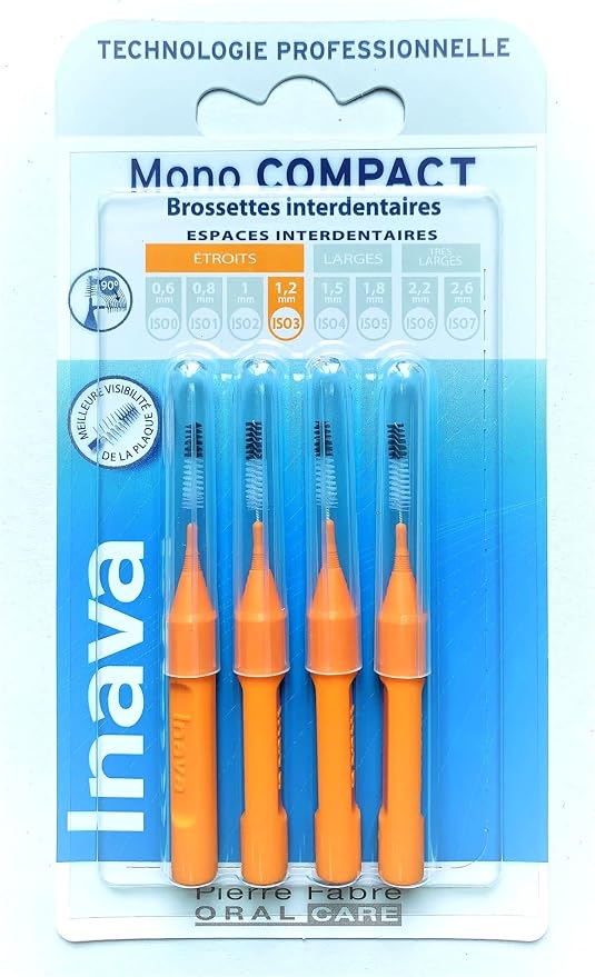 Brossettes Interdentaires 1.2mm Orange X4 Mono Compact Inava : Amazon ...