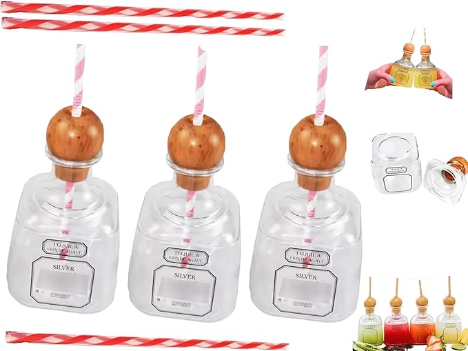 Amazon.com: OFFEREAL Patron Reusable Cups With Straw,Patron Bottles ...