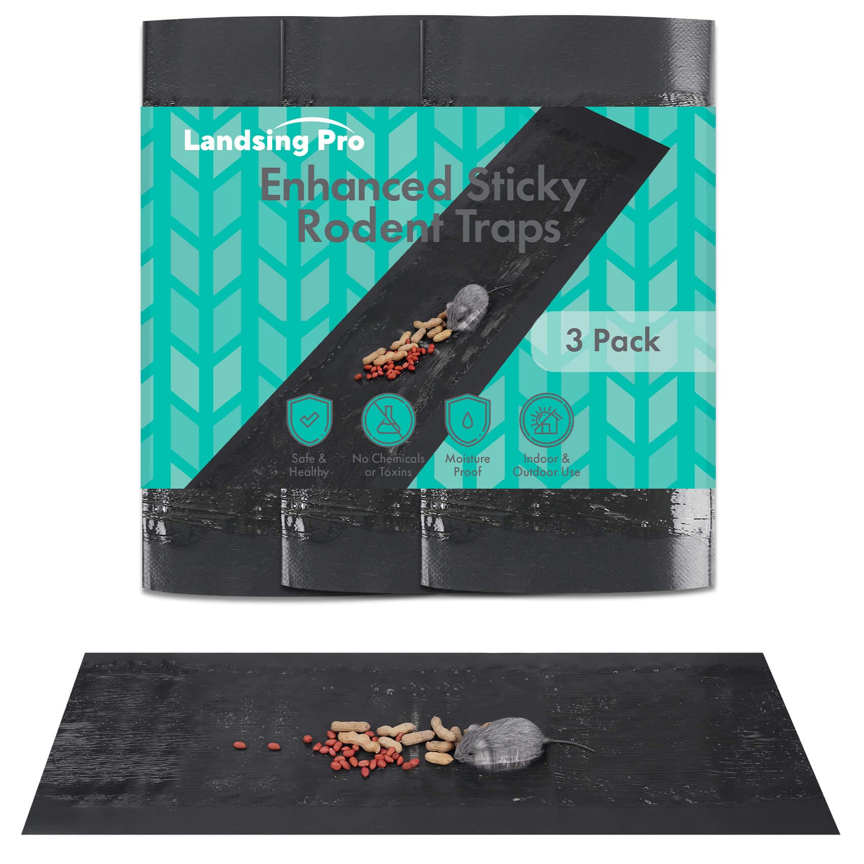 3 Pack Rat Sticky Traps by Landsing Pro, Extra Large Indoor Mouse Trap ...