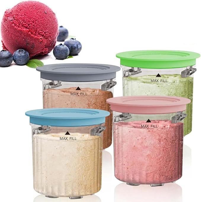 Replacement Tubs for Ninja CREAMi Ice Cream Maker | 4 Pack 454ML Pint ...