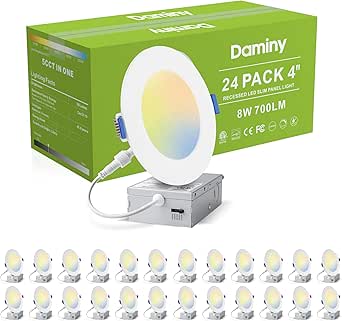 DAMINY 24 Pack 4 Inch LED Recessed Lighting with Junction Box,5CCT ...