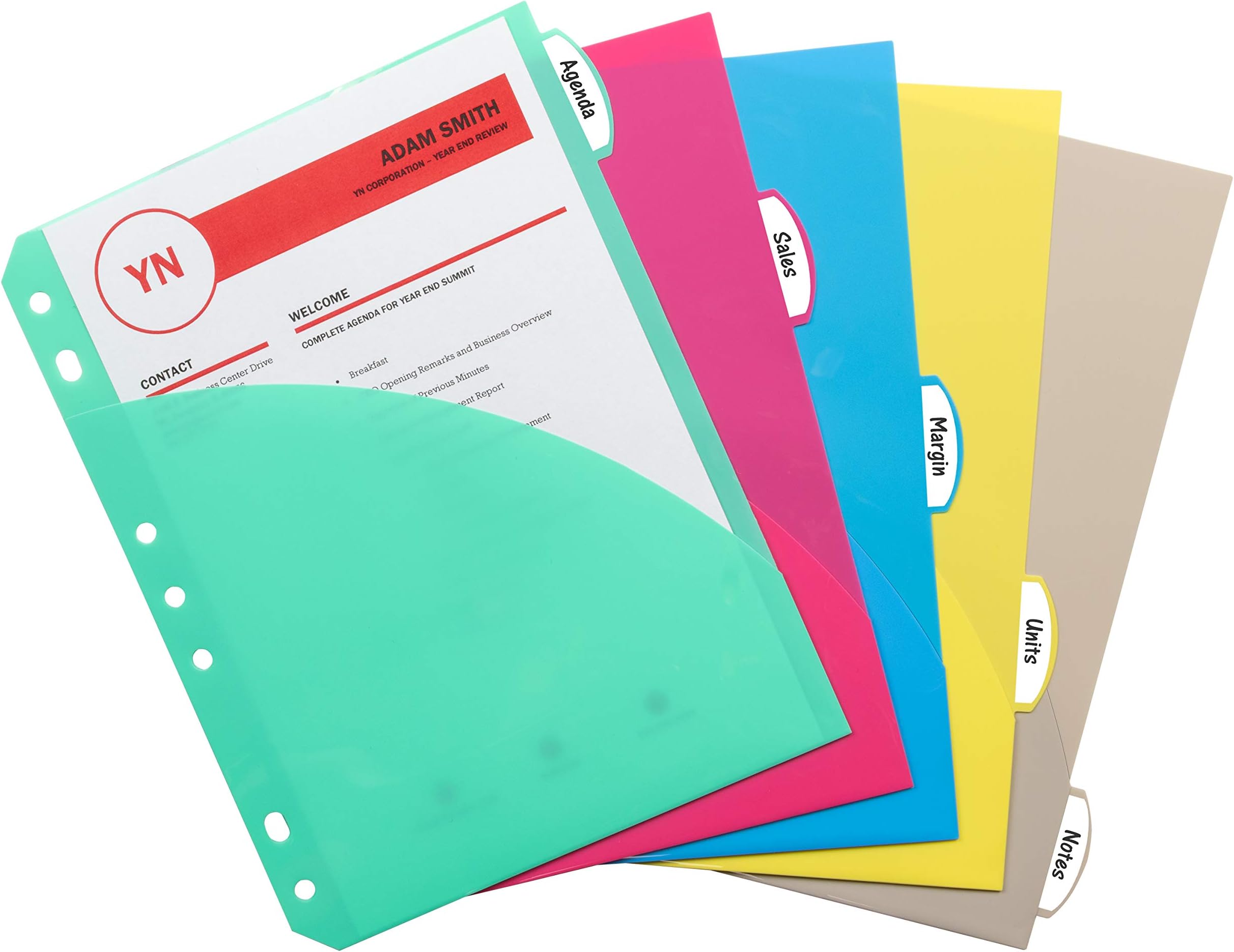 Amazon.com : C-Line Mini Size 5-Tab Poly Index Dividers with Pockets ...