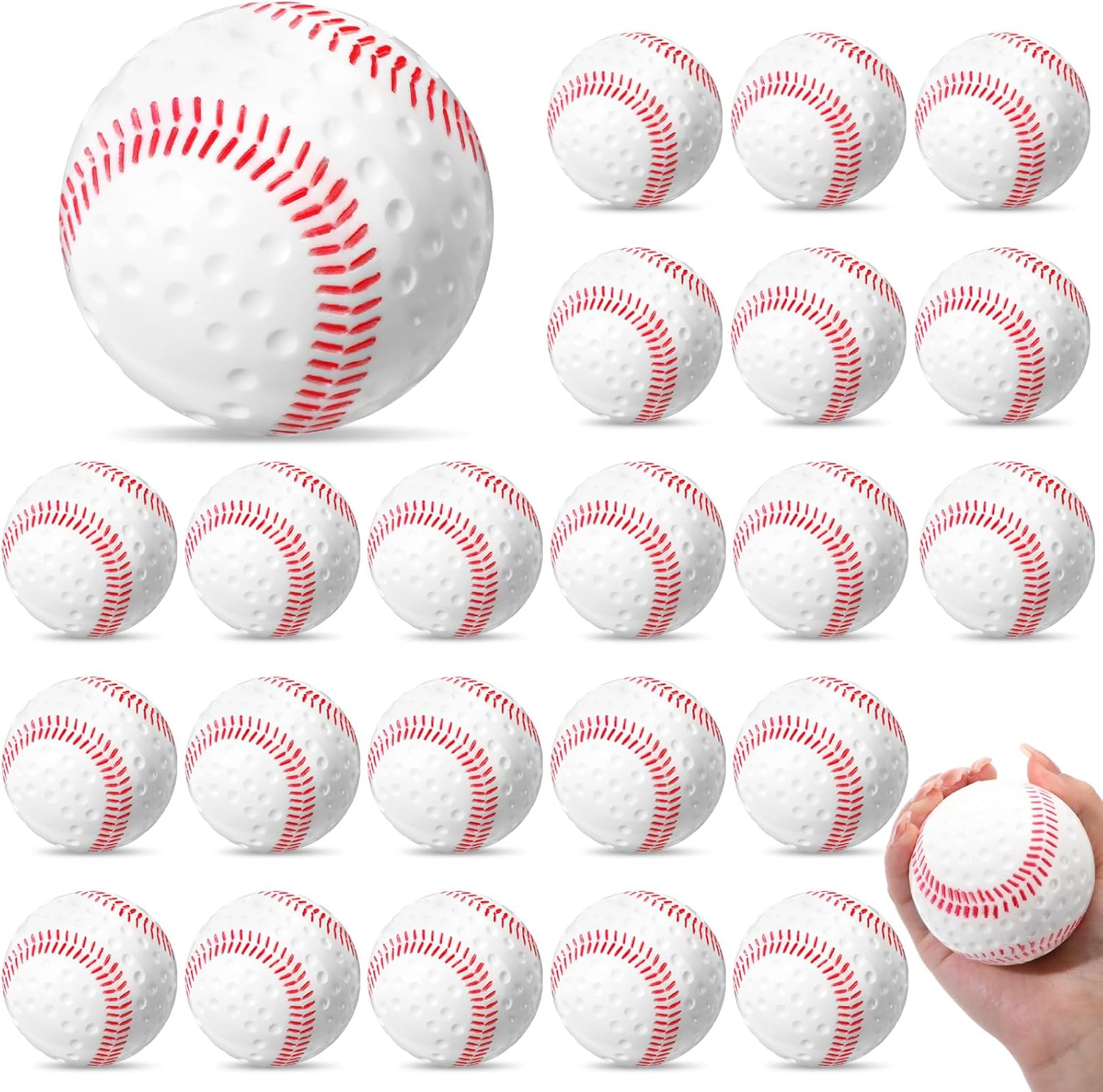 Amazon.com: Halloscume 24 Pieces Dimpled Baseballs with Red Seam ...