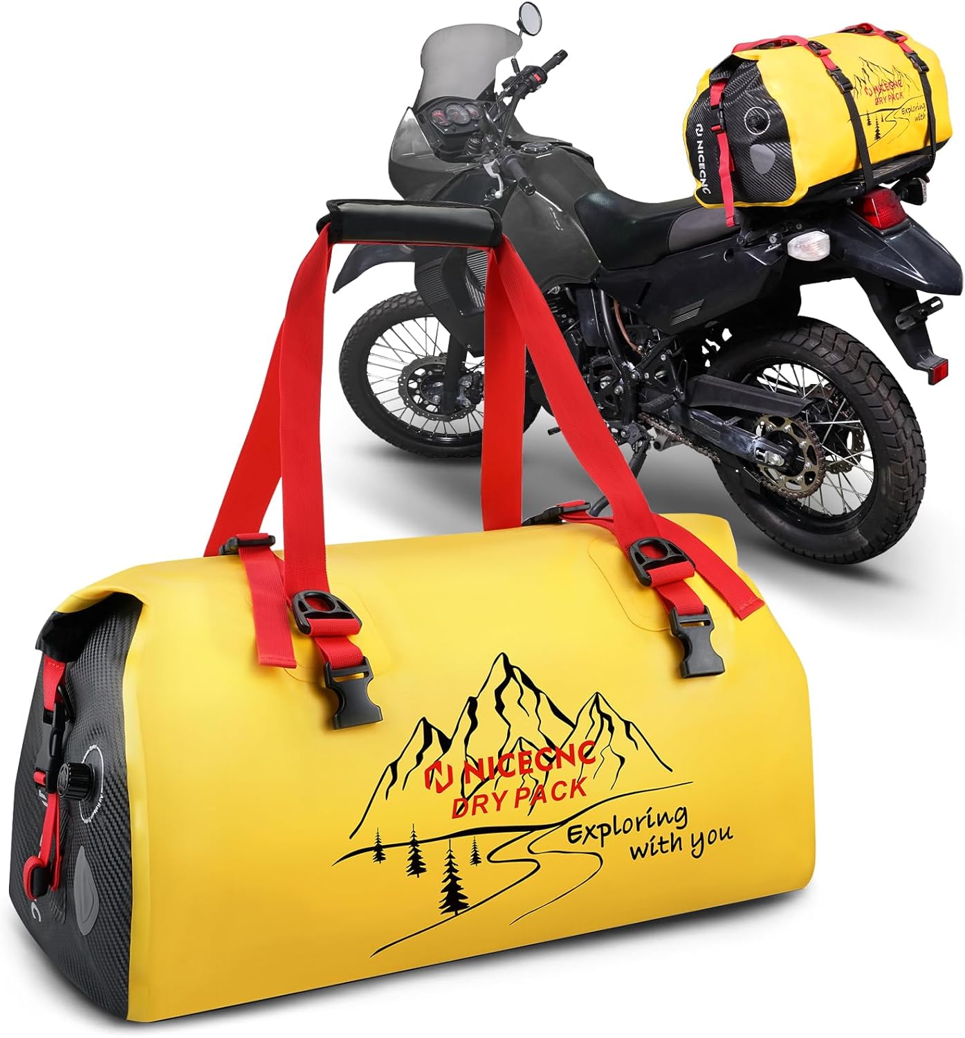 Amazon.com: NICECNC Waterproof Motorcycle Dry Duffel Bag 66L, 500D PVC ...