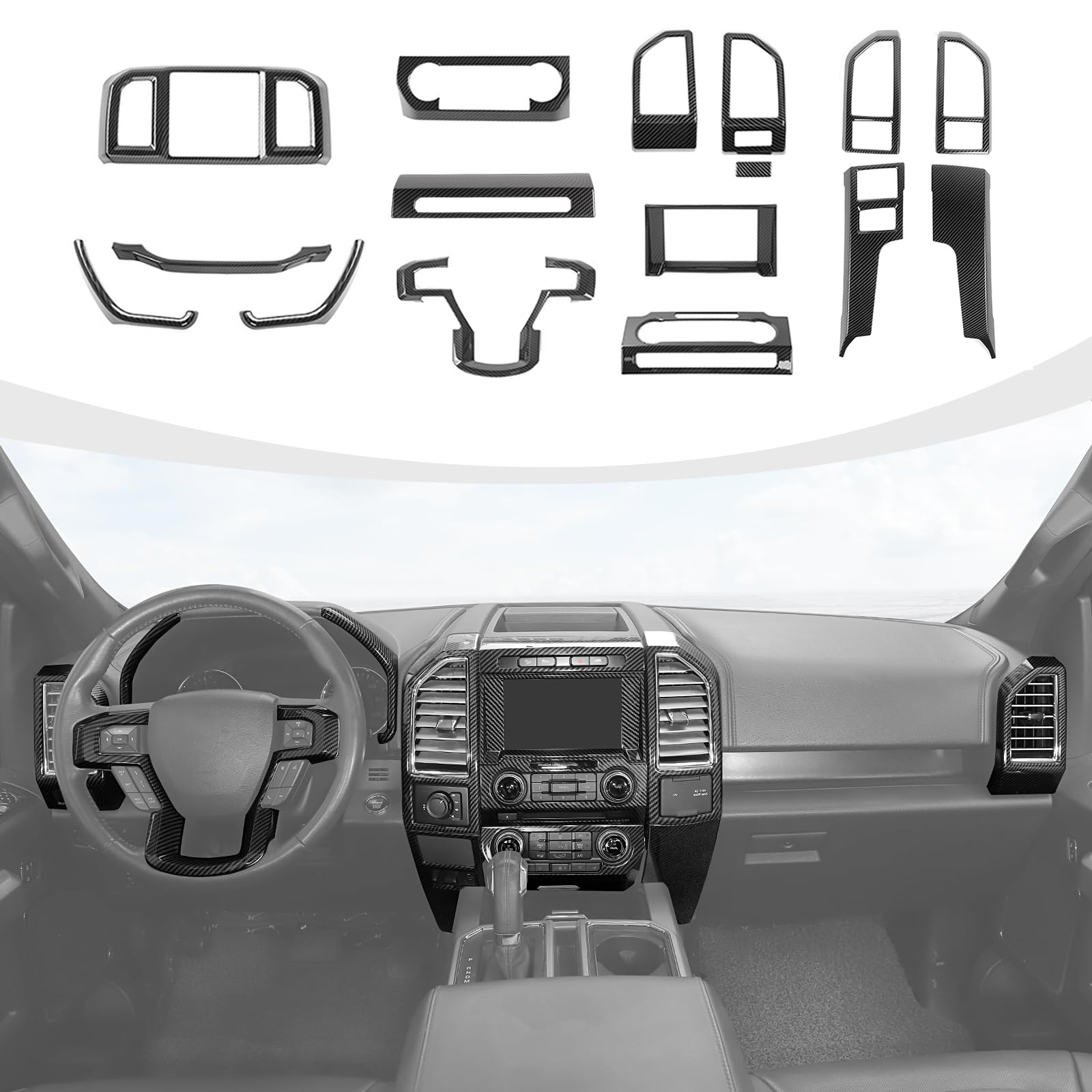Amazon.com: RAZPOY for F150 Interior Trim Kit, 16PCS Center Console ...