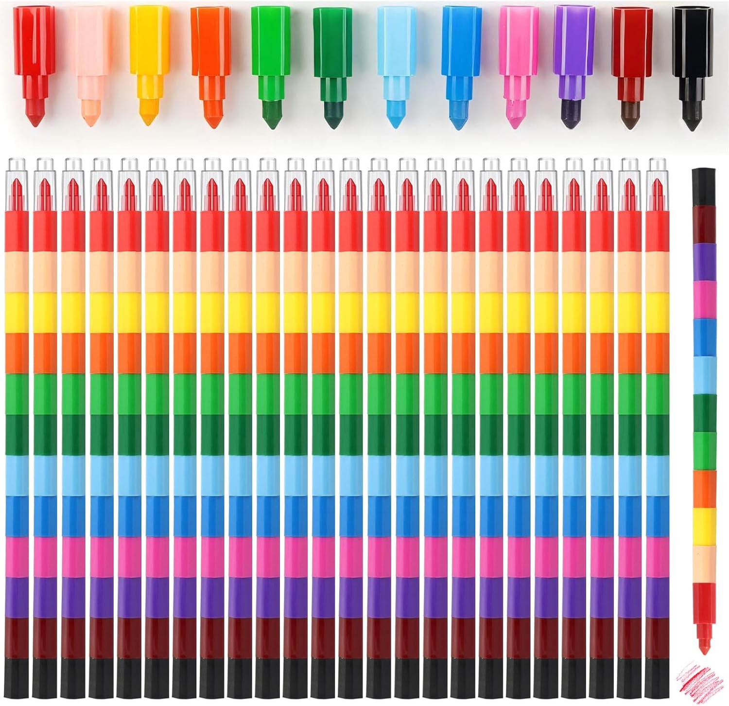 Amazon.com: Sigowal 24Pcs Stackable Buildable Crayons, Colorful DIY ...