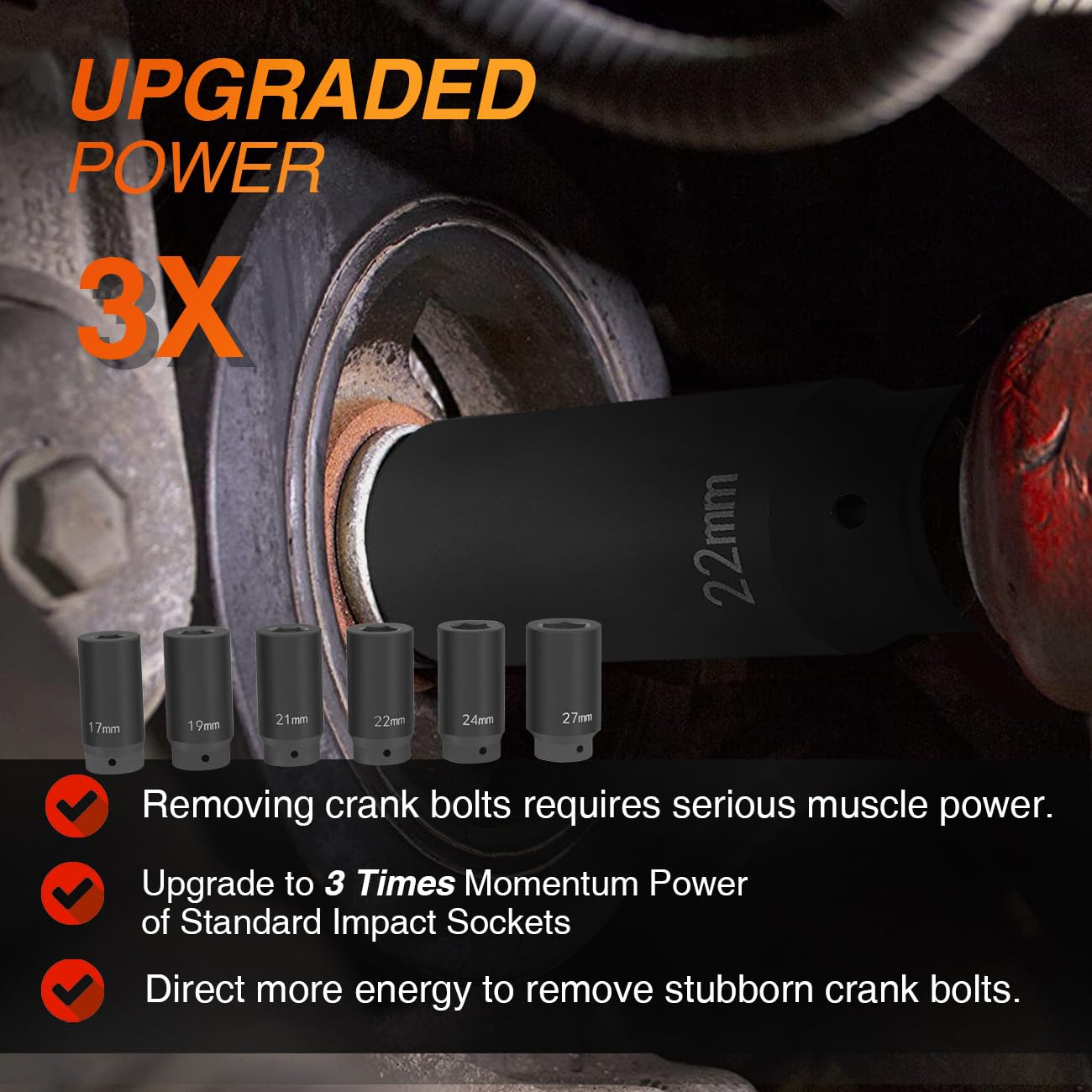 Snapklik.com : 6 Pack 1/2 Drive Crank Bolt Socket Set - 17MM, 19MM ...