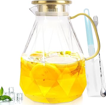 Yirilan Glass Pitcher, 3 Liter Water Pitcher with Lid, Iced Tea Pitcher ...