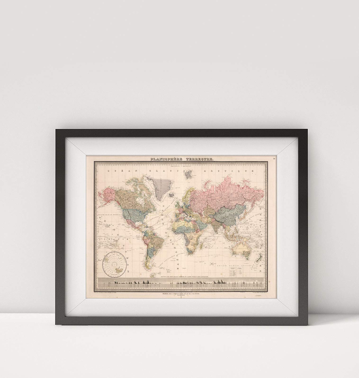 Infinite Photographs 1852 Map Of Planisphere Terrestre Title ...