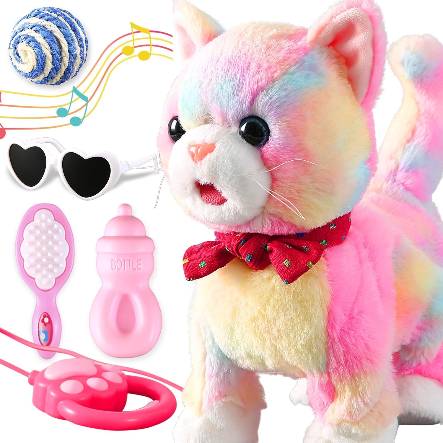 Amazon.com: Colorful Leash Walking Cat Set Toy Interactive Talking Cat ...