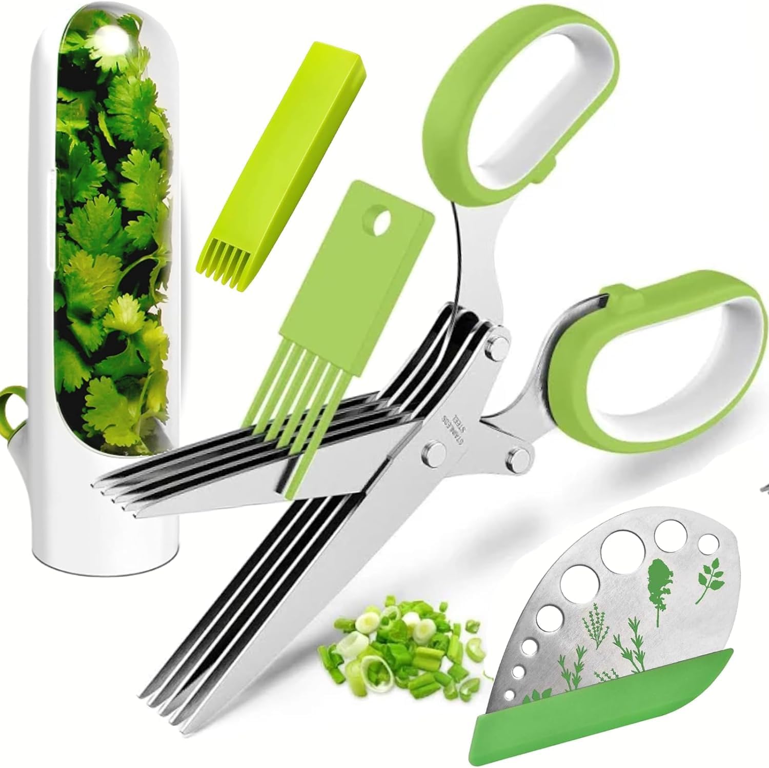 Amazon.com: Herb Scissors, Kitchen Herb Shears Cutter with 5 Blades and ...