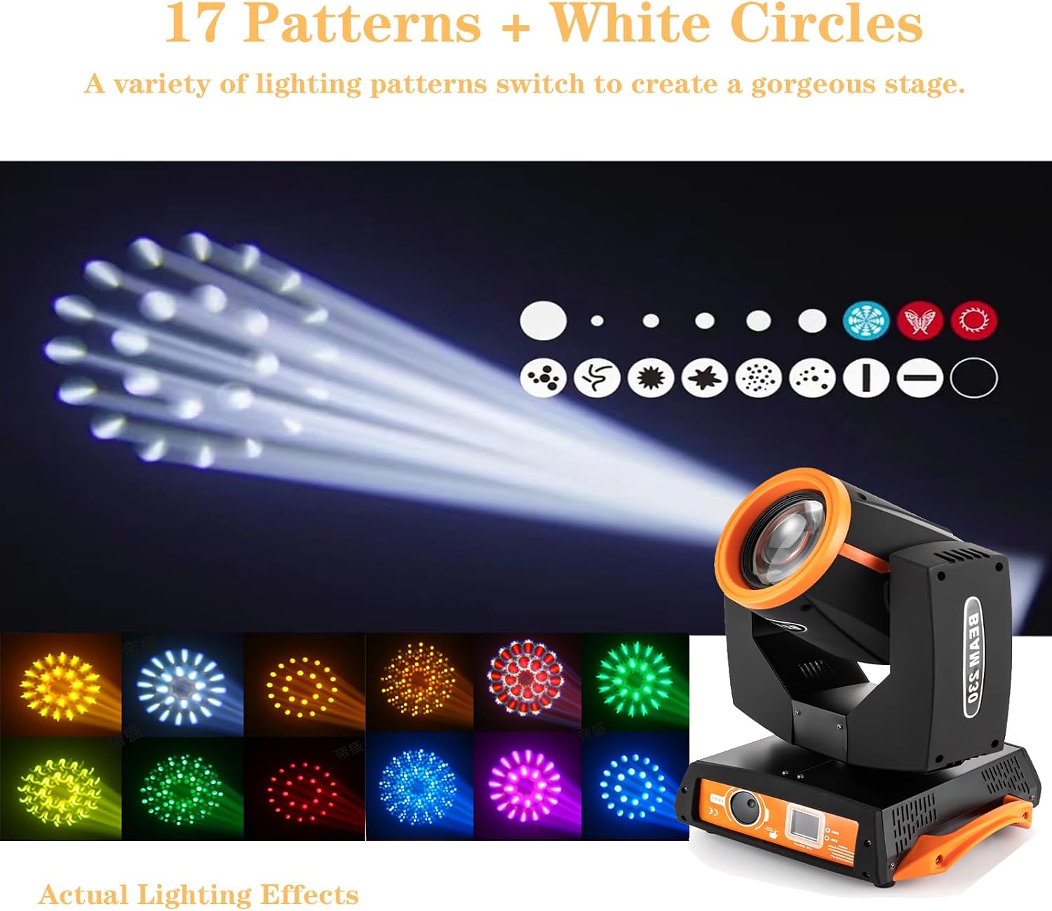 Lemonrain 7R 230W Beam Sharpy Moving Head Light, 17 Gobos RGBW Beam ...