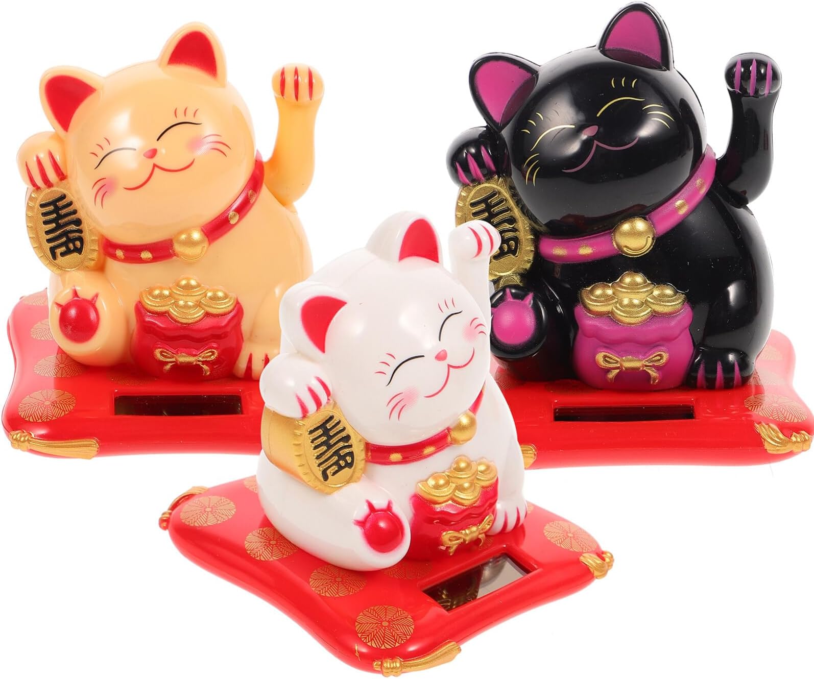 Amazon.com: Garneck 3Pcs Maneki Neko Cat Figurines Solar Waving Arm ...
