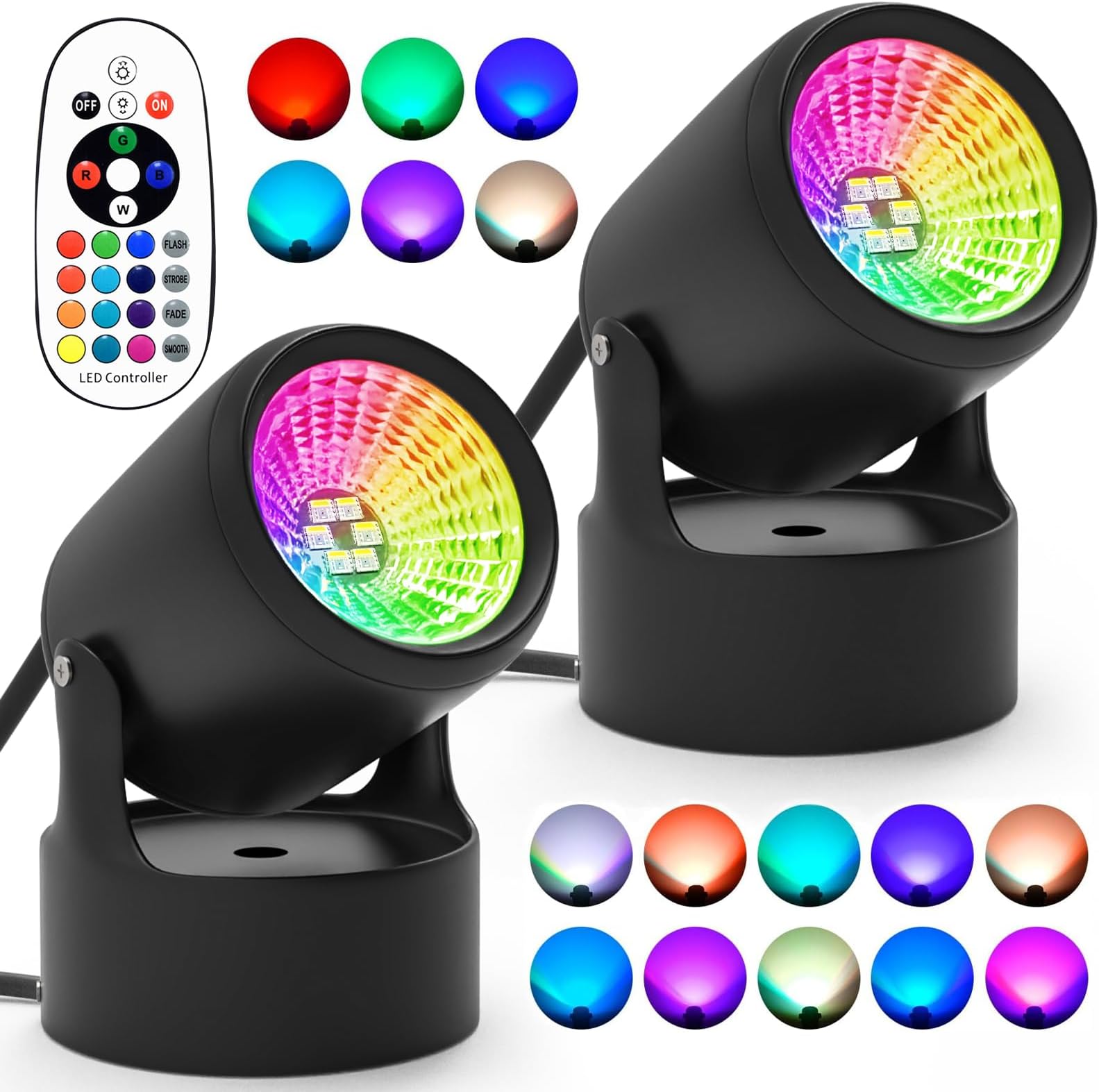 SUNVIE RGBW Christmas Spot Lights Indoor 6W Uplighting Indoor with ...