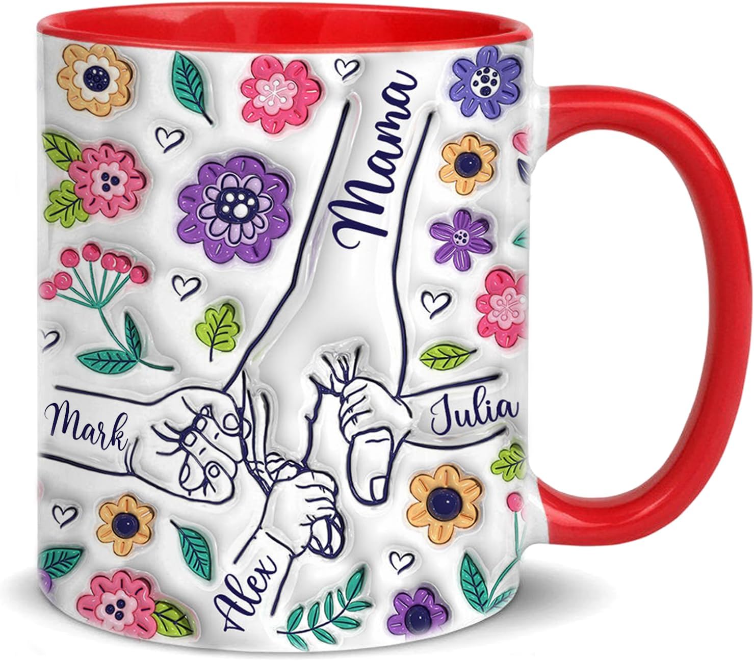 Amazon.com | Love Signal Personalized Mom Mug, Custom Holding Mom's ...