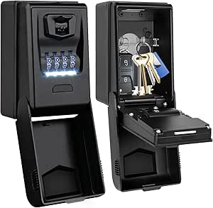 Amazon.com: HUANLANG Key Lock Box Wall Mount,Outdoor Combination Lock ...