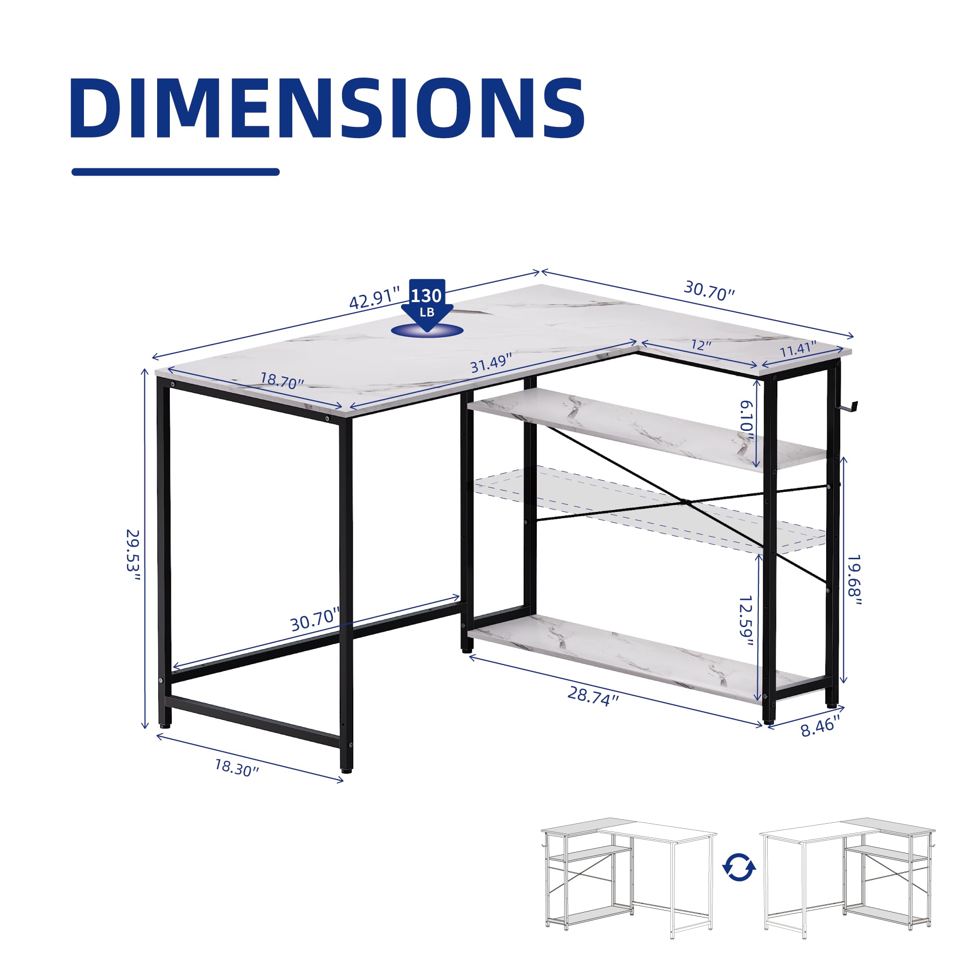 Snapklik.com : Pamray 43 Inch L Shaped Computer Desk