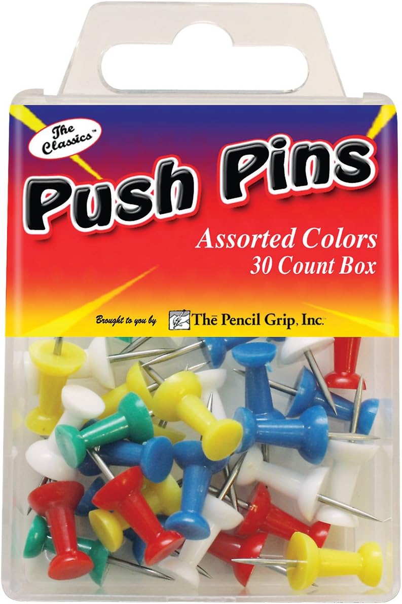 Amazon.com : Pencil Grip The Classics Push Pins, Assorted Colors, 30 ...