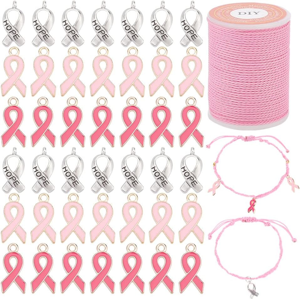 Amazon.com: PH PandaHall 60pcs Breast Cancer Awareness Charms, Pink and ...