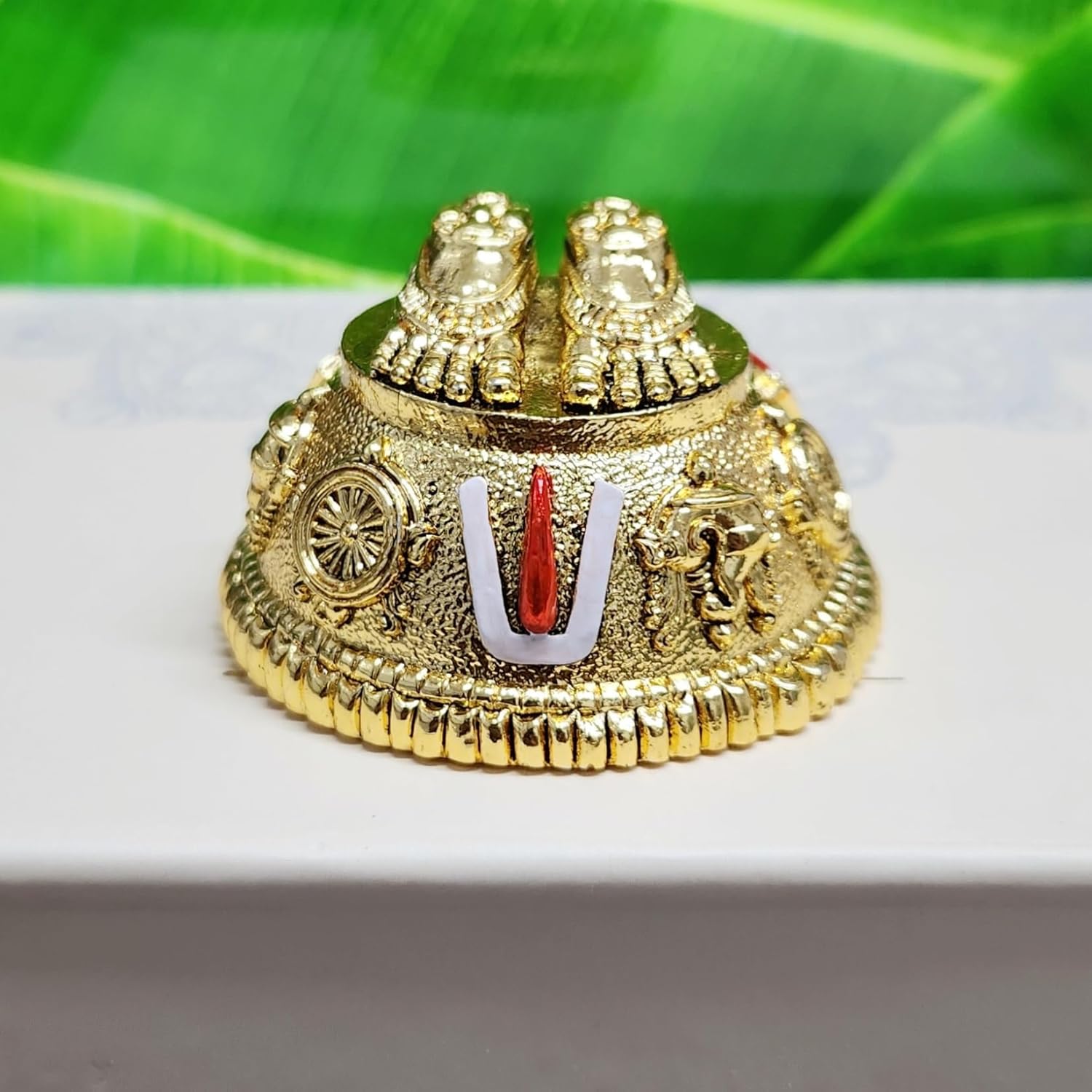 Amazon.com: ARNAVIRA Gold Plated Antique Finish Lord Balaji Charan ...