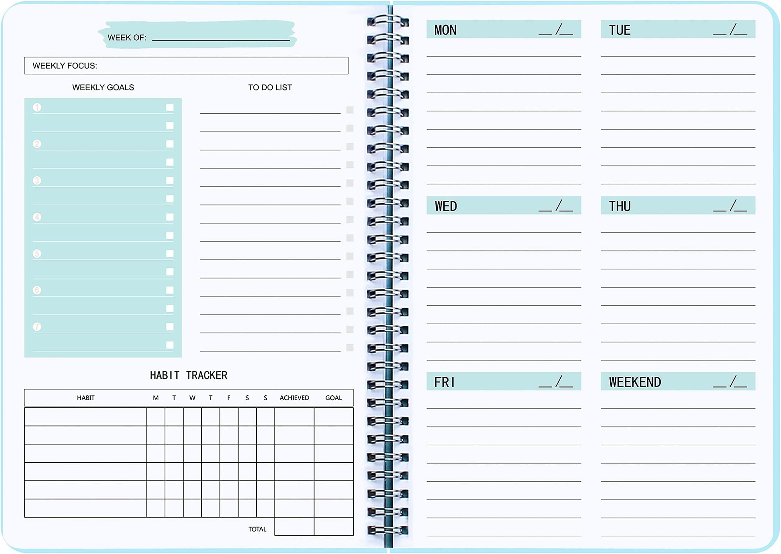 Amazon.com : Stanoha Weekly Planner Undated - 52 Weeks To Do List ...