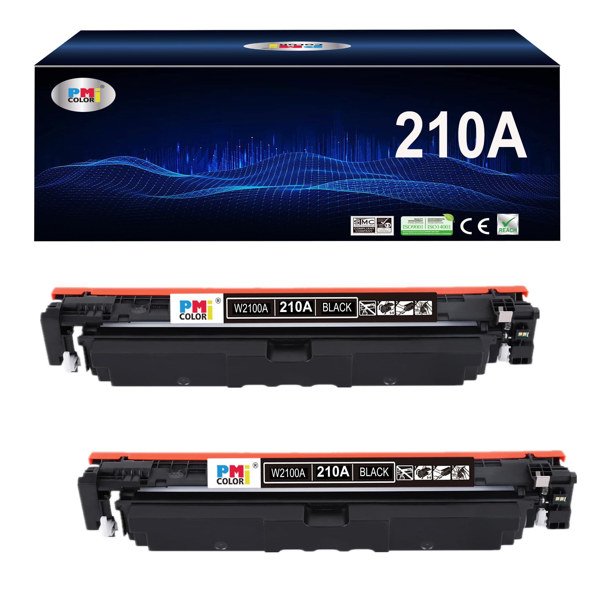 Amazon.com: 2 Pack Replacement for HP 210A Black Toner Cartridge W2100A ...
